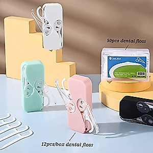 [4Pack] Floss Pick Dispenser Portable Floss Holder, Floss Picks Cases Automatic Floss Storage Organizer Travel Floss Threaders for Women Men Teeth Cleaning (4pcs, Black)