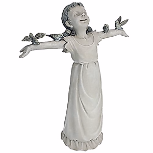 Design Toscano NG34012 Basking in God's Glory Little Girl Outdoor Garden Statue, Medium, Two Tone Stone