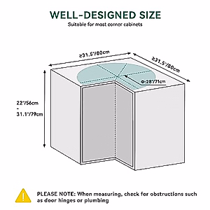 YITAHOME 28-Inch Kidney Shaped Chrome Pie Cut 2-Shelf Lazy Susan Corner Organizer for Kitchen Cabinet Blind Corner Storage with Telescoping Mount, Silver