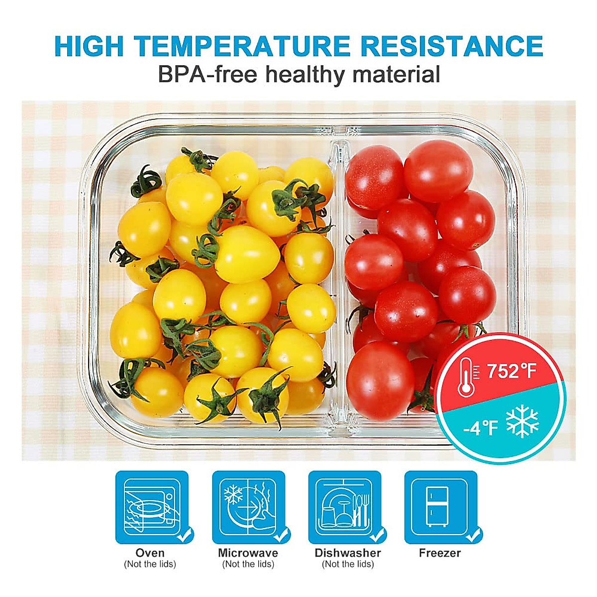 DAS TRUST 3 Pack 36oz Glass Food Storage Containers 2 Compartments Glass Meal Prep Containers with Lids for Adult Food Prep Containers with Divider Reusable Lunch Bento Box