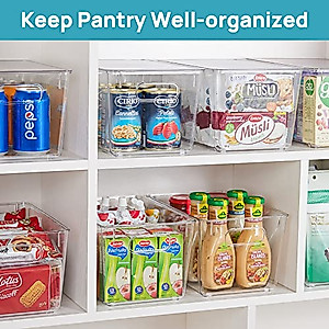 Vtopmart 6 Pack Clear Stackable Storage Bins with Lids, Large Plastic Containers with Handle for Pantry Organization and Storage,Perfect for Kitchen, Fridge, Cabinet, Bathroom Organizer