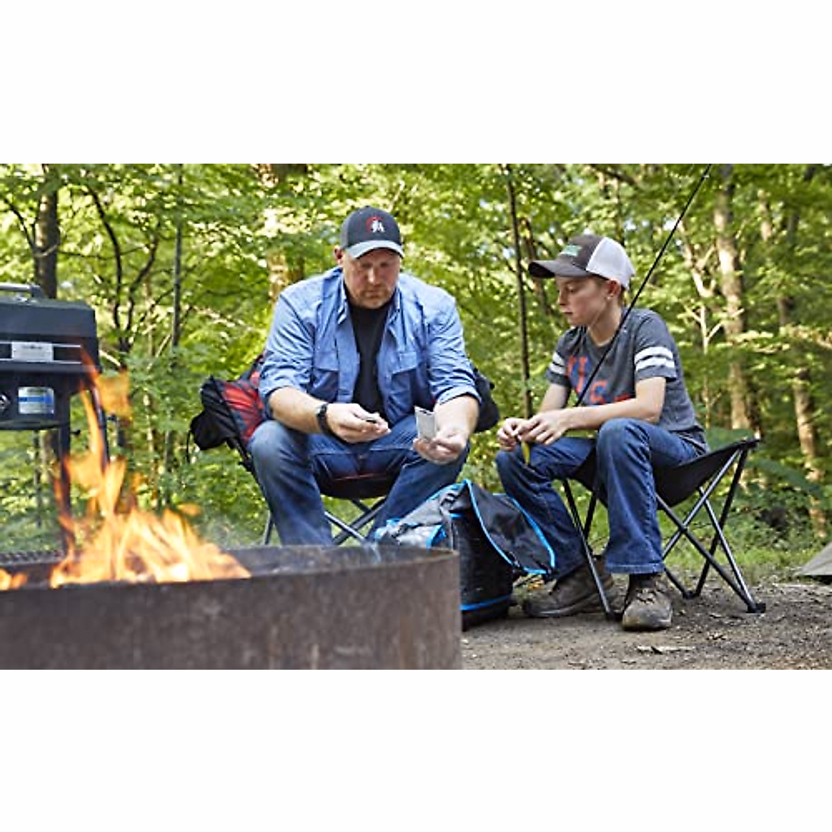 Guide Gear Camping Chair Foot Stool, Folding, Collapsible, Portable Footrest Black