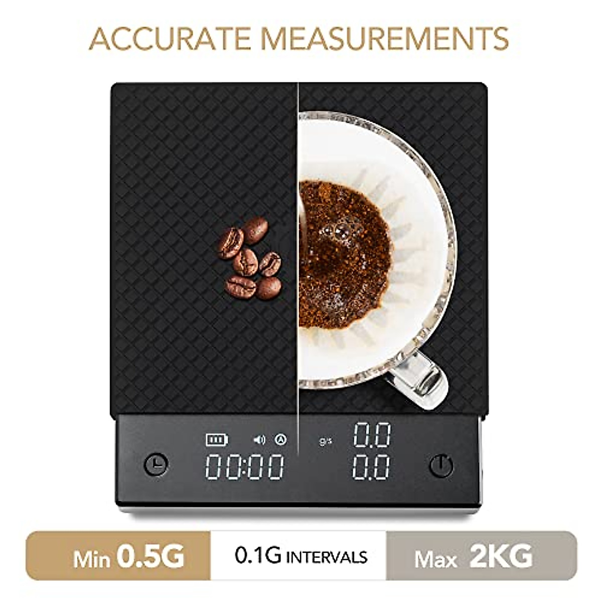 TIMEMORE Exclusive - Black Mirror Basic PRO Coffee Scale with Timer, Espresso Scale with Flow Rate Function, 2000g/0.1g High Accuracy, Digital Coffee Scale for Pour Over Drip Coffee, Black