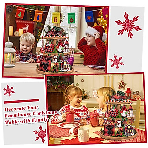 Lucomb 19 Pcs Christmas Tiered Tray Decor Set, Brown Wooden Signs, Farmhouse Rustic Decor, Indoor Kitchen Table Decorations