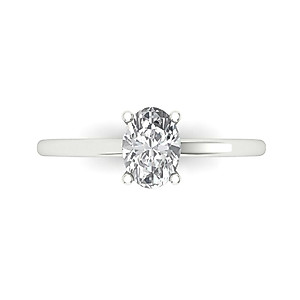 1 Ct Brilliant Oval Cut Clear Simulated Diamond 14K White Gold Solitaire Engagement Promise Bridal Anniversary Ring Size 5