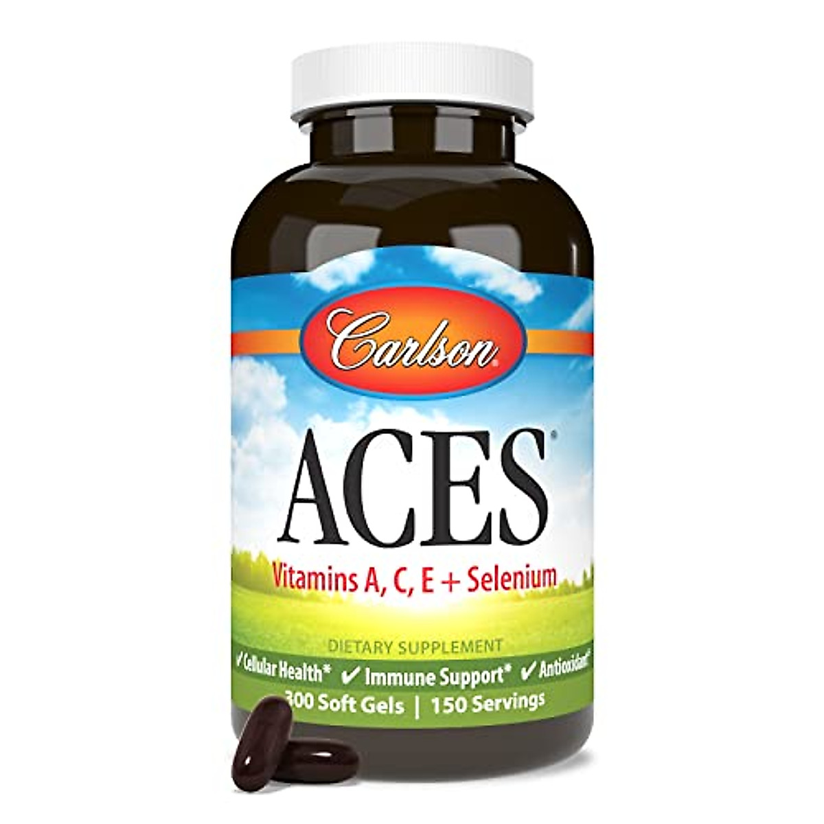 Carlson - ACES, Vitamins A, C, E + Selenium, Cellular Health & Immune Support, Antioxidant, 300 Softgels
