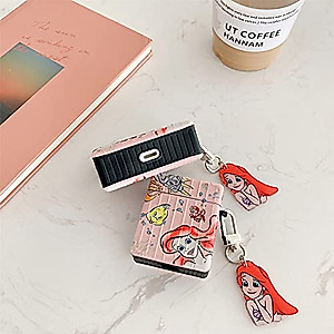 Pink Case with Charm Hook Keychain for Apple AirPods Pro 2019 Generation Ariel The Little Mermaid Fish Flounder Pink Disney Disneyland Cartoon Anime Cute Lovely Adorable Kids Girls Women