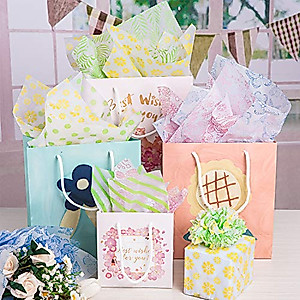 Whaline 120pcs Easter Tissue Paper, Spring Patterned Gift Wrapping Paper Sheets Art Paper Crafts for DIY, Gift Bags, , Birthday and Wedding Gift Packing