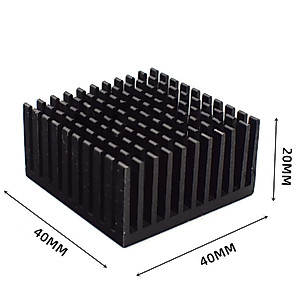 Jienk 4PCS Black Aluminum Heat Sink with Thermal Conductive Adhesive Tape, 40×40×20mm Heatsink Cooler for Cooling VRM GPU Stepper Driver 3D Printer Stepper Motor