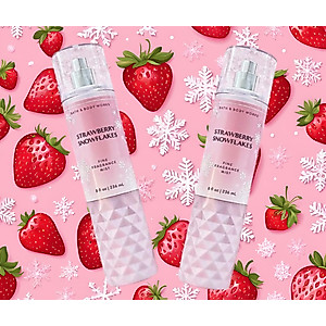 Bath & Body Works Strawberry Snowflakes Fine Fragrance Body Mist Gift Set 8 oz Pack Lot of 2 (Strawberry Snowflakes) 8 Fl Oz (Pack of 2) 16 Fl Oz