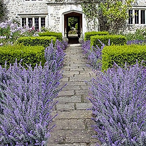 GTIDEA 4pcs Artificial Flowers Flocked Plastic Lavender Bundle Fake Plants Wedding Bridle Bouquet Indoor Outdoor Home Kitchen Office Table Centerpieces Arrangements Christmas Decor