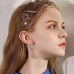 Star Green Jade Flower Cuff Small Hoop Earrings for Women Girls Cute Unique Tiny Huggie Hoops With Star Charm Hypoallergenic Fashion Y2K Jewerly Gifts Daughter Birthday Christmas