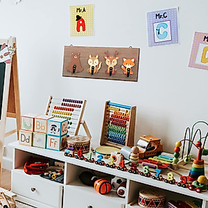 Pinkunn Safari Animal Wall Hooks Animal Nursery Hooks Decor Jungle Wooden Kids Coat Wall Mounted Hooks Decorative Bear Squirrel Elk Fox Hanger for Nursery Kids Room Bathroom Bedroom Home Decor