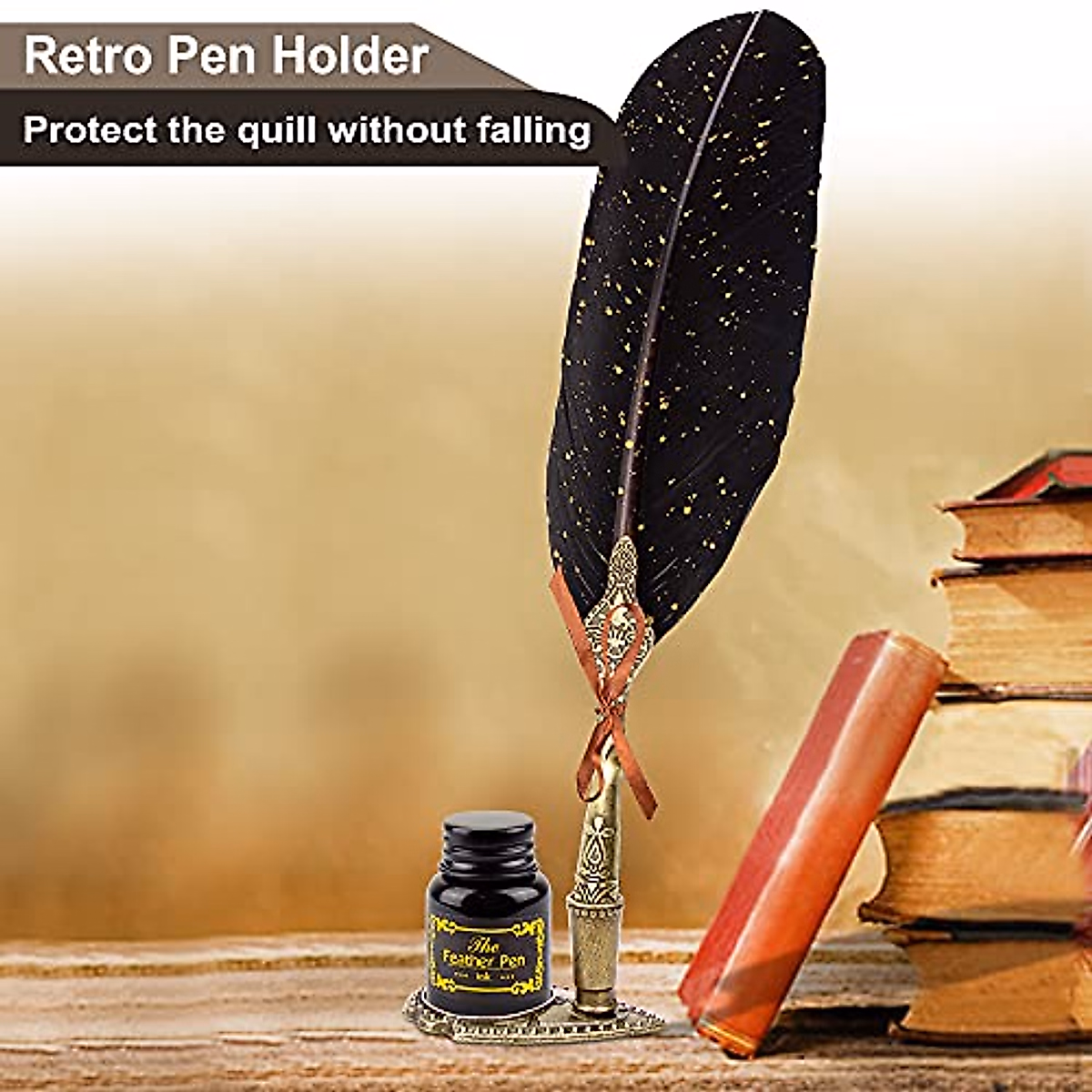 Trustela Calligraphy Pen Set, Feather Pen, Calligraphy Pen Set, Quill And Ink Set, Calligraphy Set For Beginners, Feather Pen And Ink Set, Quill Pen And Ink Set, Quill Pen (BlackFeather)