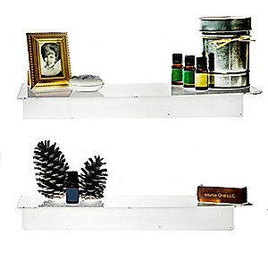 SOURCEONE.ORG Source One Deluxe 12, 16 & 24 Inch Clear Acrylic Floating Wall Mount Shelves, Sold in Sets of Two (16 Inch)