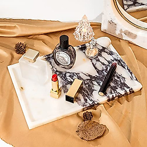Real Luxurious Natural Marble Vanity Tray Genuine Marble/Stone Storage Tray for Home Decor Bathroom/Kitchen/Vanity/Dresser Non-Resin/Non-Ceramic