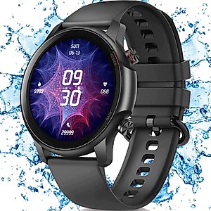 SKMEI Smart Watch, Smartwatch with Fitness Tracker, IP68 Waterproof Activity Tracker with Heart Rate Monitor, Step Counter, Blood Pressure for Android & iOS Phones (Black)