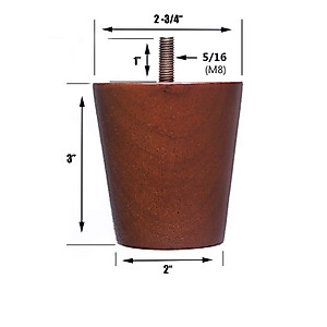 Sweet Melodi Round Wood Sofa/Couch/Chair/Ottoman Solid Wood Leg Walnut Finish (4 Inches,Set of 4)