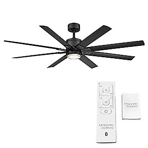 Renegade Smart Indoor and Outdoor 8-Blade Ceiling Fan 66in Matte Black with 3000K LED Light Kit and Remote Control works with Alexa, Google Assistant, Samsung Things, and iOS or Android App