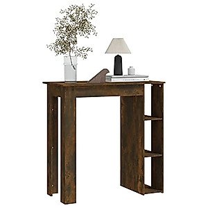 VanTook Pub Bar Table Kitchen Counter Buffet Table, 40.2 Inch Dining Table with 3 Open Shelf, Modern Cocktail Table for Bar, Cafe, Office, Kitchen, Living Room, Smoked Oak