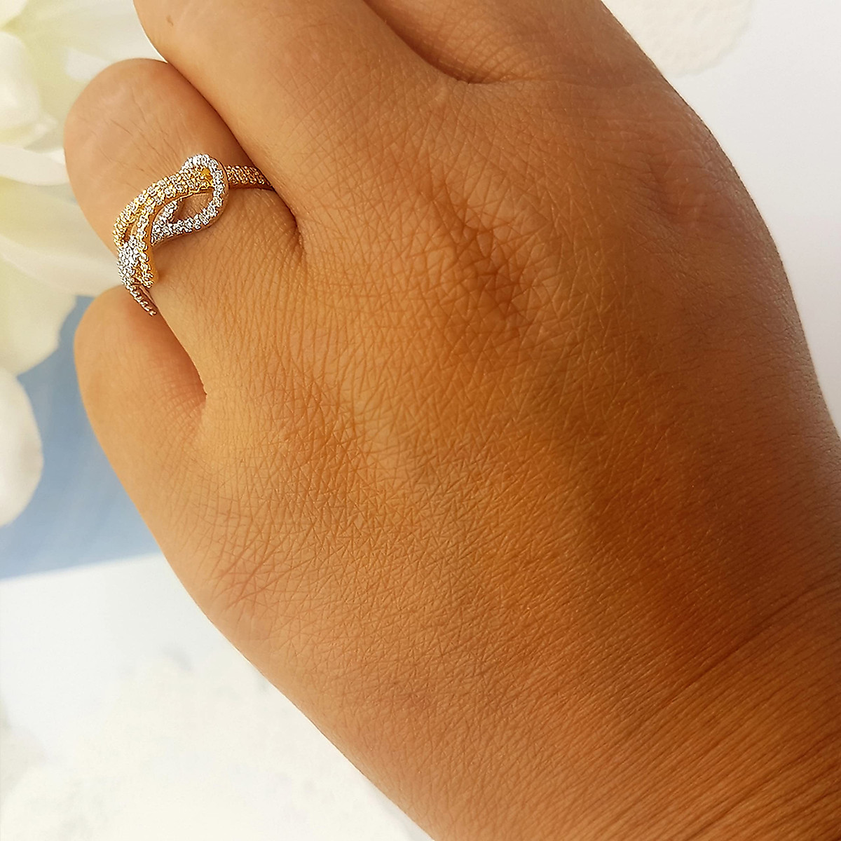 Dazzlingrock Collection 0.45 Carat (ctw) White & Round Diamond Ladies Cocktail Ring 1/2 CT | 14K Two Tone White & Yellow Gold, Size 7.5