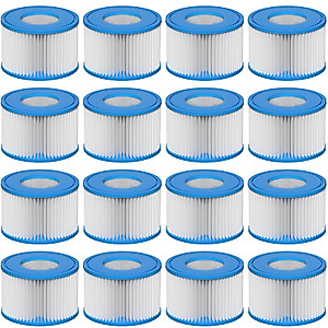 Slamate Type VI Hot Tub Filter Cartridge Comapatible with Lay-Z-Spa, Coleman SaluSpa 90352E, 58323E, 58323 Swimming Pool Pump, 16 Pack