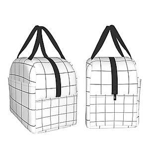 White Checkered Bags, Reusable Snack Bag Food Container For Boys Girls Men Women School Work Travel Picnic Waterproof Outdoors Game Handbags For Adults