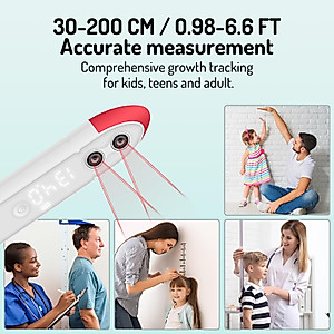 Height Measurement Device, Wireless Ultrasound Stadiometer Height Measuring Device, Smart Digital Height Measuring Device for Kids, with LCD Display, 30cm-220cm / 11.8in-86.6in