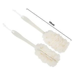 4Pack Back Scrubber for Shower, Evmliy Loofah Sponge Brush Exfoliating Body, Long Handle Scrub Brush for Shower with Loofah on a Stick for Back Use, Bathing Accessories Body Brushes (4Pack)