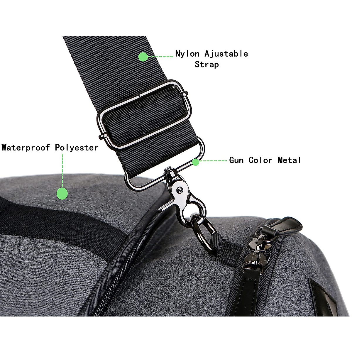 Waterproof Travel Sport Duffel Backpack Weekender bag Hybrid Hiking Rucksack Laptop Backpack for College HB-26 (Grey)