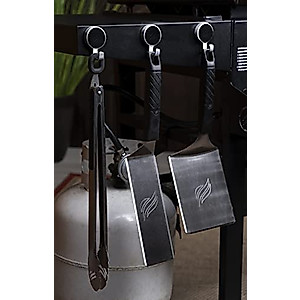 Blackstone 5188 Rear Gate, 3 Magentic Hooks and Tool Combo, Flat Top Griddle Accessories, Stainless Steel Barbeque Cooking Utensil Holder and Grease Guard, 1, Silver