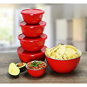 Calypso Basics by Reston Lloyd 12-Piece Enamel on Steel Bowl Set with Airtight Lids, Red