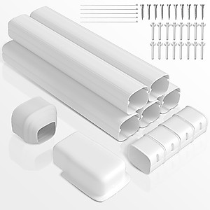 Sanewix 4"7.5 Ft Mini Split Line Set Cover Kit,Decorative Pump Covers, AC Line Cover, for Mini Split Air Conditioner,Central AC,Heat Pump