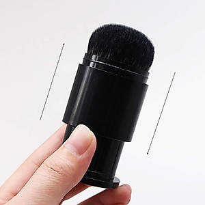 Retractable Kabuki Foundation Brush Travel Face Blush Brush for Mineral Powder, Contouring, Cream (Black + Pink 2Pcs)