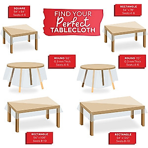 XFasten Plastic Table Cover Transparent 54 x 54 Inch Waterproof, Stain-Proof Vinyl Clear Plastic Tablecloth Protector Non-Yellowing Square Clear Table Cover Protector for Dining Room Table