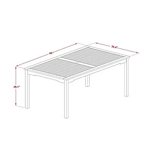 East West Furniture CMCM7CANA Cameron 7 Piece Patio Garden Set Consist of a Rectangle Outdoor Acacia Wood Dining Table and 6 Folding Arm Chairs, 36x66 Inch, Natural Oil