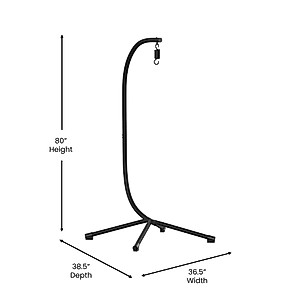 Flash Furniture Harvo Commercial All-Weather Hanging Hammock Chair C-Stand - Black Heavy Duty Steel Offset Base - Included Hardware - 360 Degree Rotation