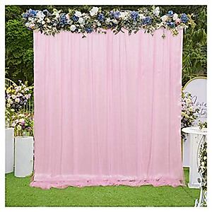 Pink Backdrop Curtains Tulle Backdrop Panels 5ftx7ft Sheer Photography Background Drapes for Wedding Arch Baby Shower Parties Stage Decoration