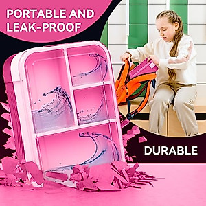 STAVOZE Bento Box, Bento Lunch Box for Kids, 1550ML Lunch Containers for Kids/Adults/Students, 6 Compartment LeakProof Adult Lunch Box with Utensils, Microwave/Dishwasher/Freezer Safe