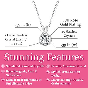 Cate & Chloe Alessandra 18k Gold Plated Pendant Necklace | Halo Infinity Silver Necklaces with Round Cut Cubic Zirconia, Fashion Necklaces for Women, Hypoallergenic Jewelry Necklaces for Girls