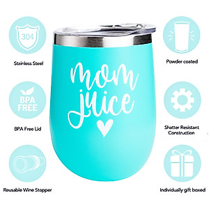 Mom Tumbler – Mom Juice Wine Tumbler - Mom Birthday Gifts - Mom Wine Glass - Gift ideas for Mom from Son, Daughter, Kids - Mothers Day Gifts - Funny Mom Gifts - Mom Cup