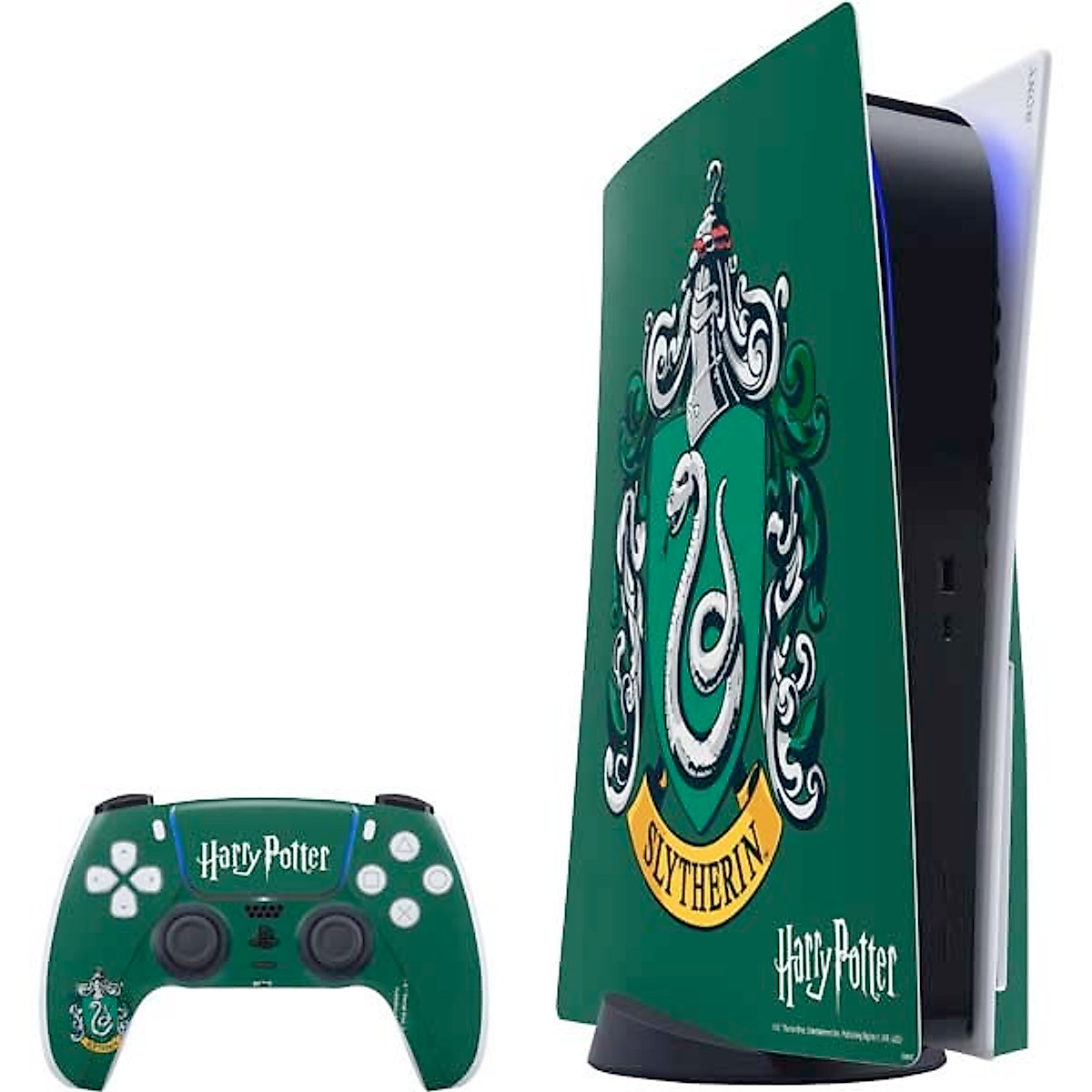 Skinit Decal Gaming Skin Compatible with PS5 Console and Controller - Officially Licensed Warner Bros Slytherin House Crest Design