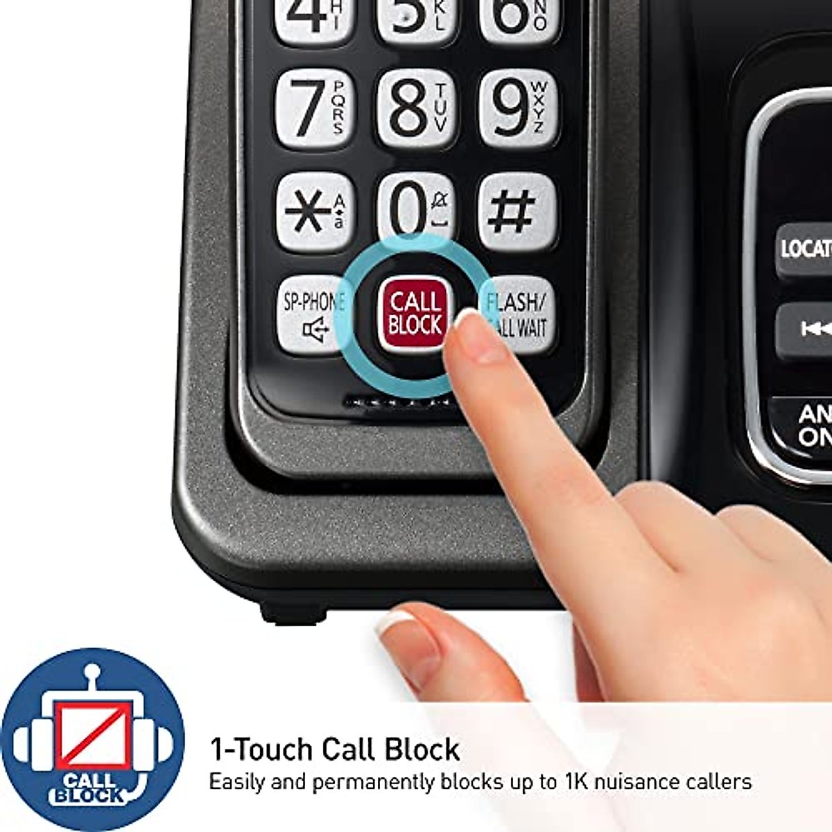 Panasonic Cordless Phone with Call Block and Answering Machine, Expandable System with 1 Handset - KX-TGD830M (Metallic Black)