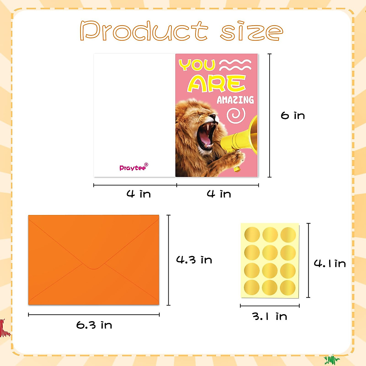 Funny Animal Greeting Cards with Envelopes Stickers 24 Pack Thinking of You Miss You Hello Note Cards for for Kids Students Friends Teacher Family Birthday, Holiday Gifts Present 4x6 In