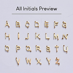 MignonandMignon Sideways Initial with Birthstone Necklace Mother's Day Gift Friendship Best Friend Custom Gemstones -SIN-2HBS-NECK