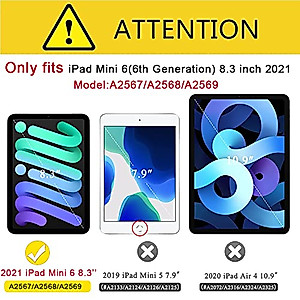 SIBEITU iPad Mini 6 Case 8.3 inch 2021 for Kids Girls with Pencil Holder, Heavy Duty Kids Proof W/Stand Hand&Shoulder Strap for Drawing Rainbow Pink