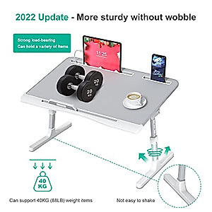Portable Desk for Laptop,Adjustable Computer Standing Desk with Heights and Angles for Home Office,Laptop Stand for Desk,Folding Laptop Table for Bed/Sofa/Couch/Floor/Outdoor