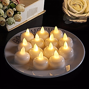 Homemory 24 Pack Waterproof Flameless Floating Tealights, Warm White Battery Flickering LED Tea Lights Candles - Wedding, Party, Centerpiece, Pool & SPA
