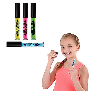 The Dreidel Company Glow in The Dark Lip Gloss, 4 Assorted Color Sticks, 4.25" Inches