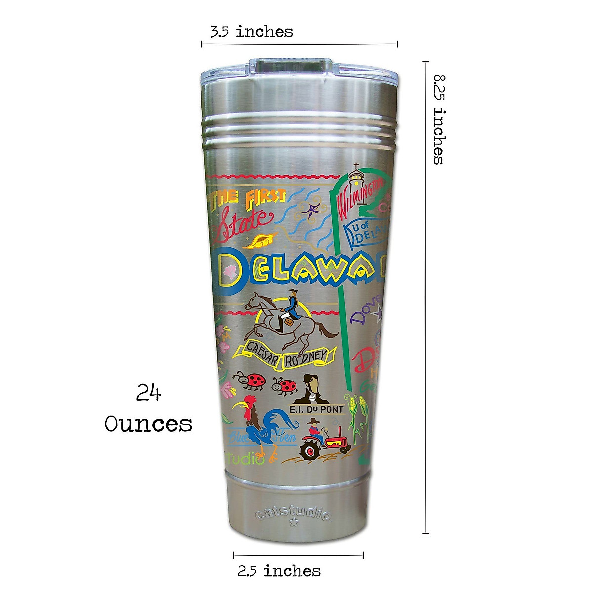 Catstudio Delaware Thermal Tumbler | Triple Wall Insulation With Non Slip Bottom | Great Travel Cup for Water, Coffee, Tea, or Smoothies